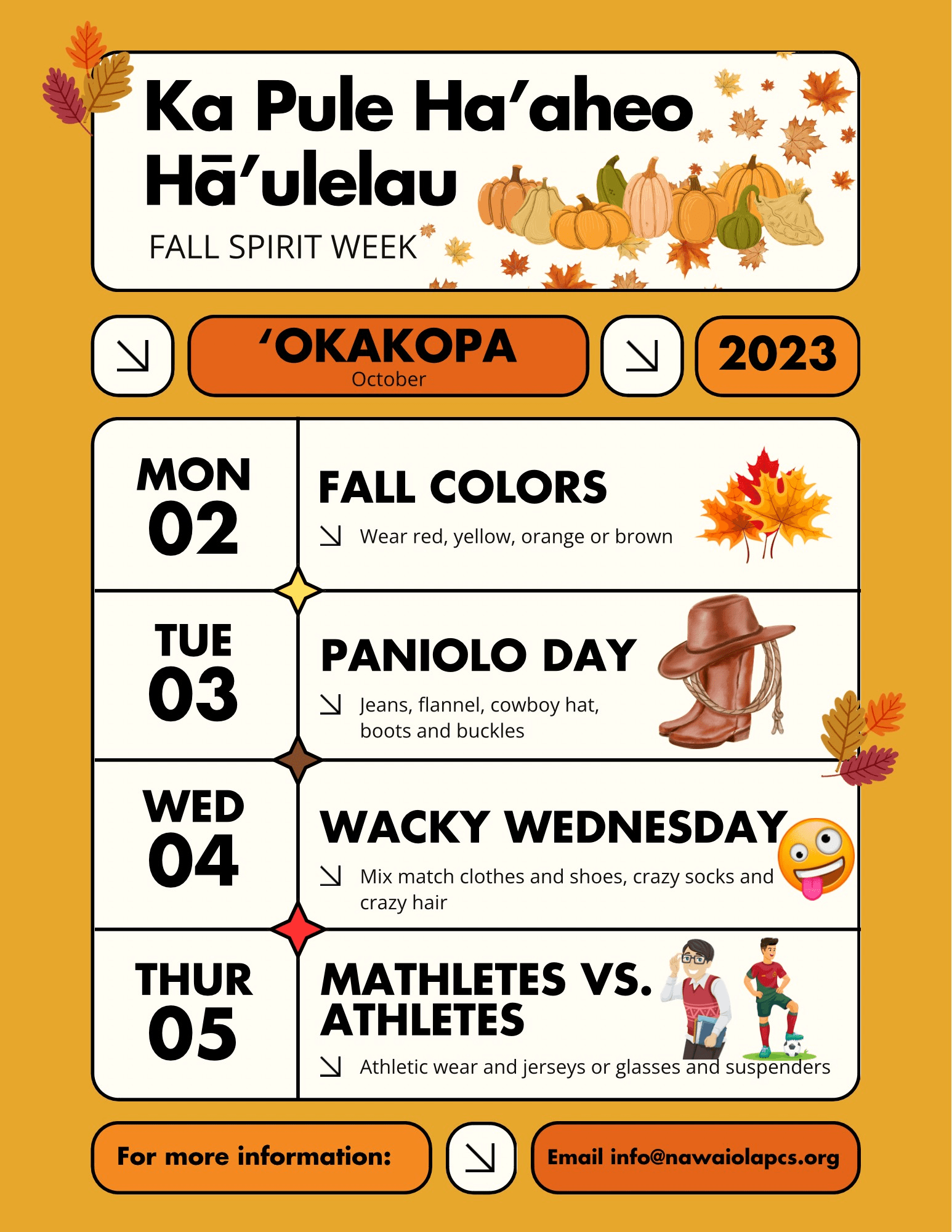 2023 Ka Pule Haʻaheo Hāʻulelau (2023 Fall Spirit Week) 2023 Ka Pule ...